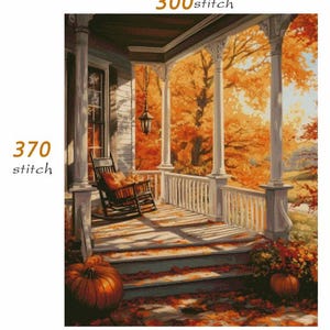 Autumn Porch, Cross Stitch Pattern PDF, Full Coverage Hand Embroidery ...
