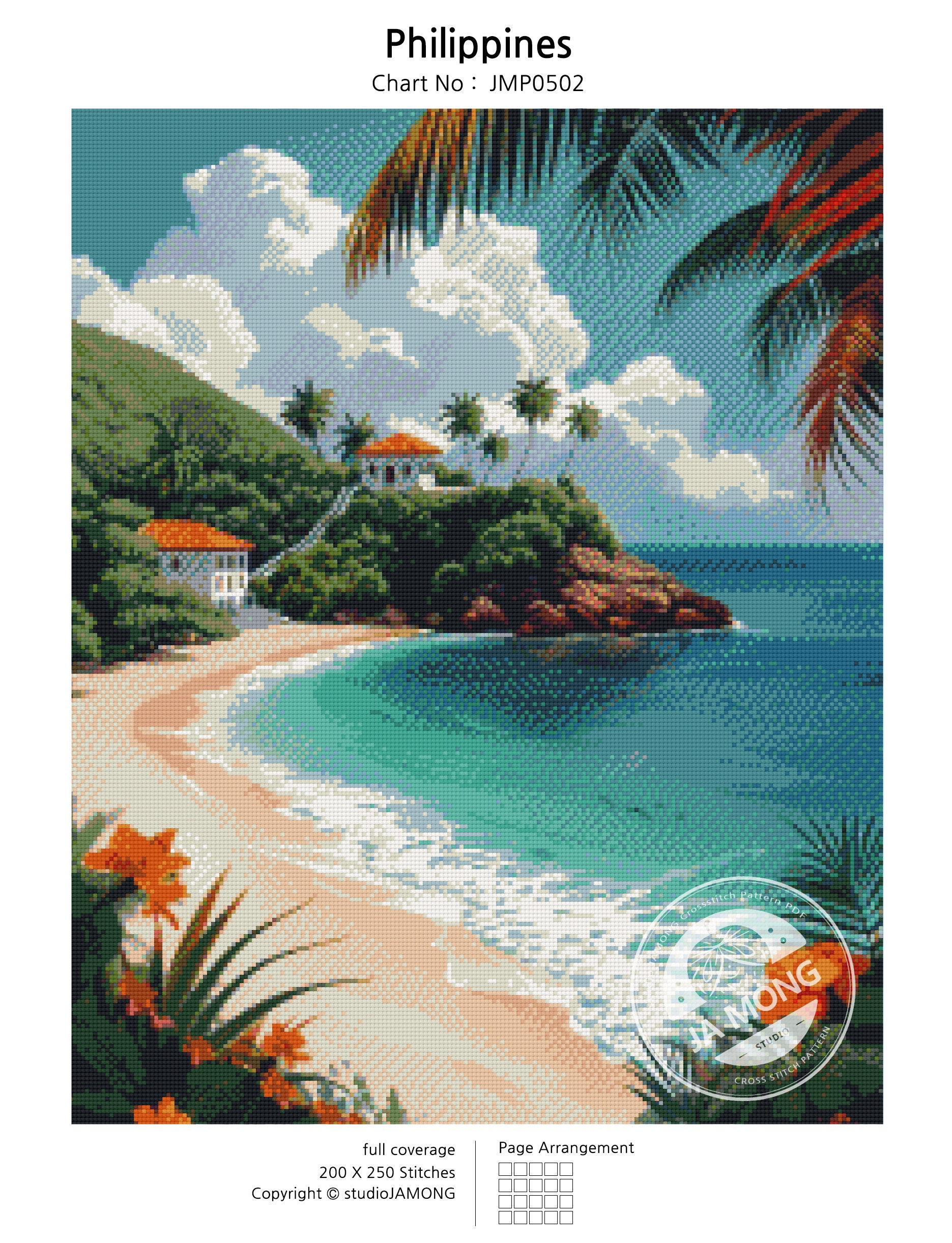 Jmp0502_philippines, Cross Stitch Pattern PDF, Full Coverage Hand ...