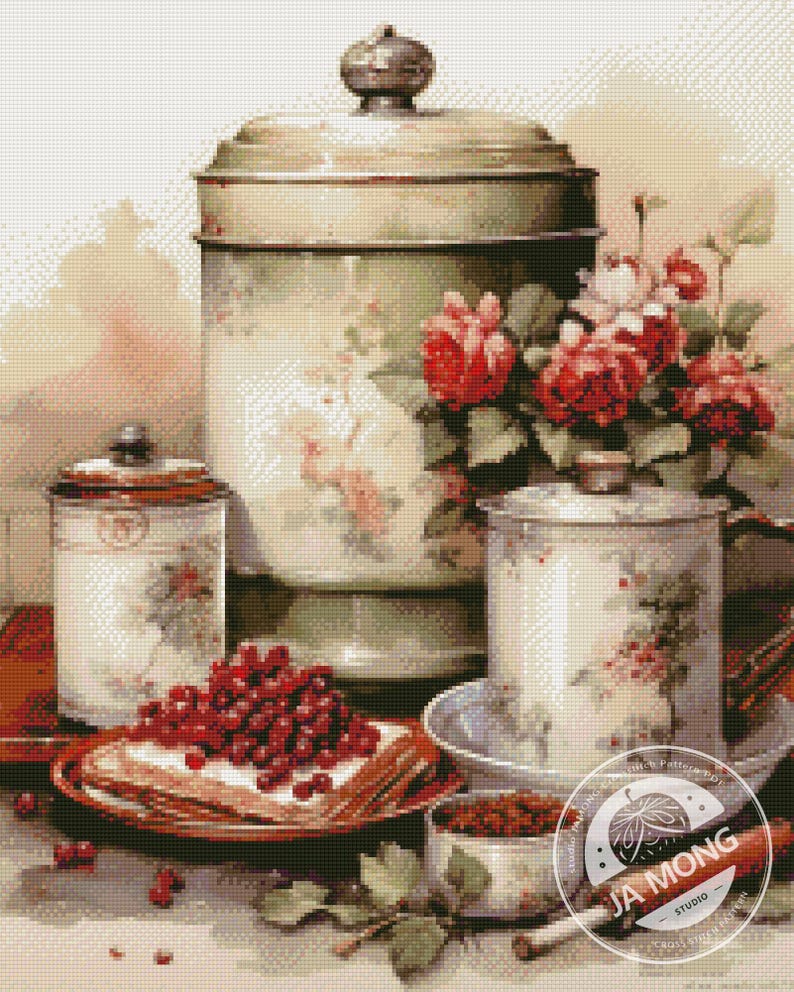 Jmp0273_kitchen Utensils, Cross Stitch Pattern PDF, Full Coverage Hand ...