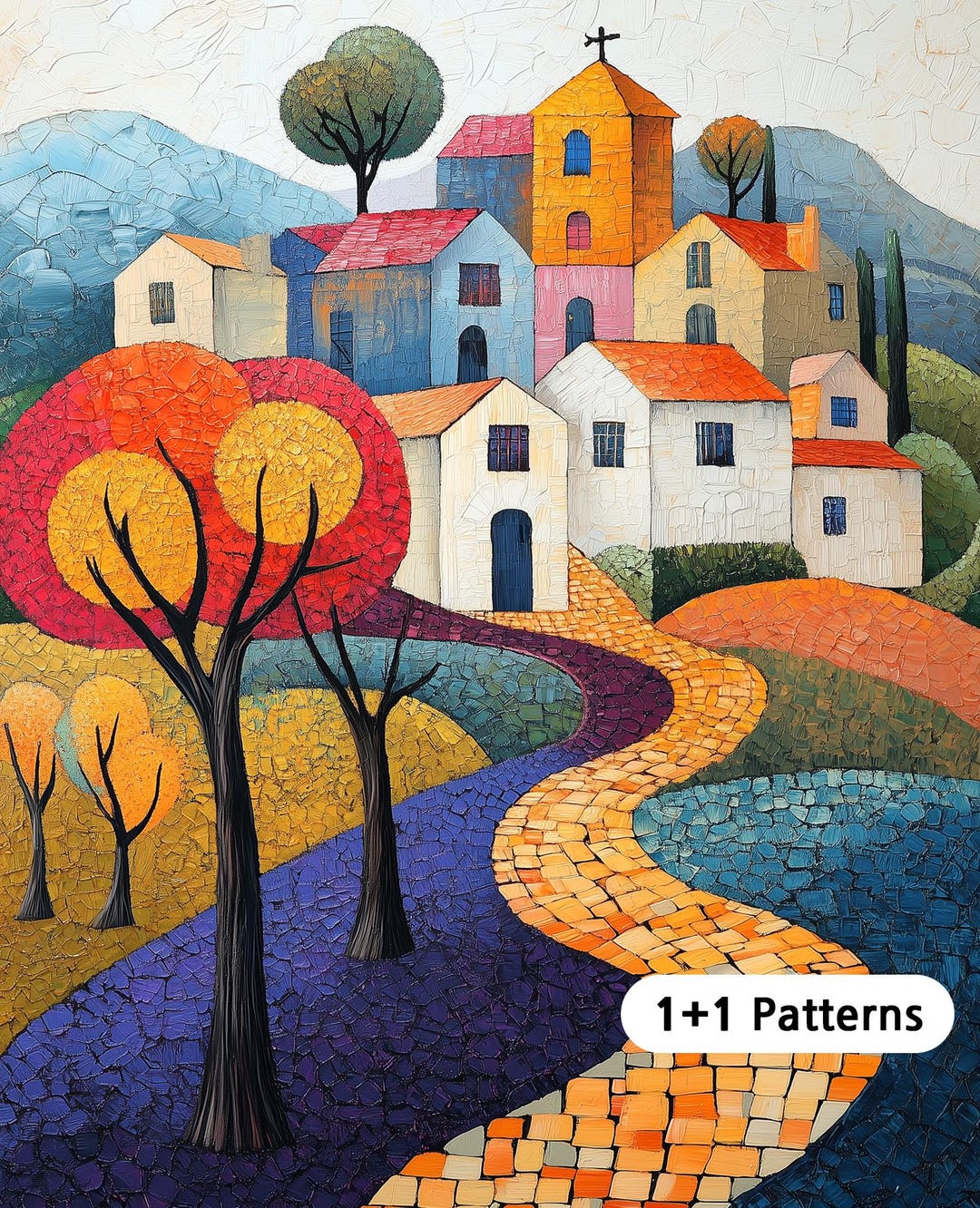 JMP0778 Cubist Village Cross Stitch Pattern PDF Full Coverage Hand ...