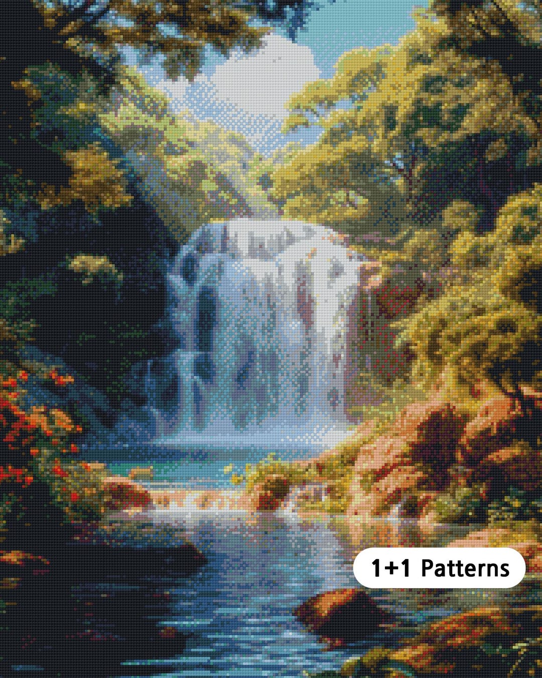 JMP0425 Waterfall PDF Cross Stitch Pattern Full Coverage Instant ...