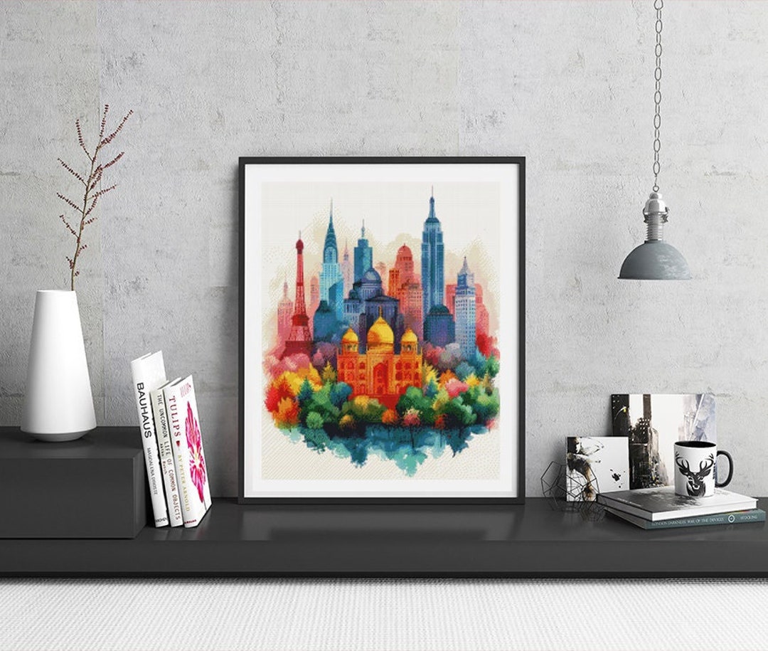 Jmp0645_land Mark, Cross Stitch Pattern PDF, Full Coverage Hand ...