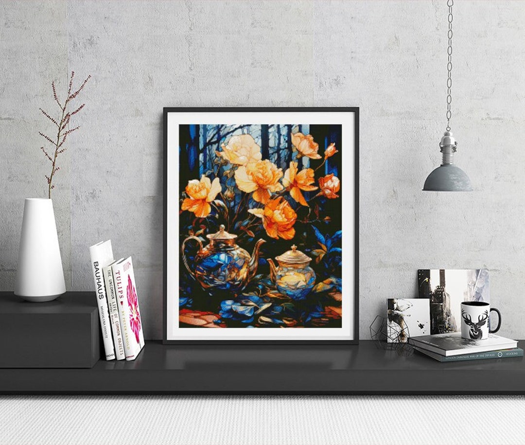 Jmp00264_kettle and Teacup, Full Coverage Cross Stitch Pattern PDF ...