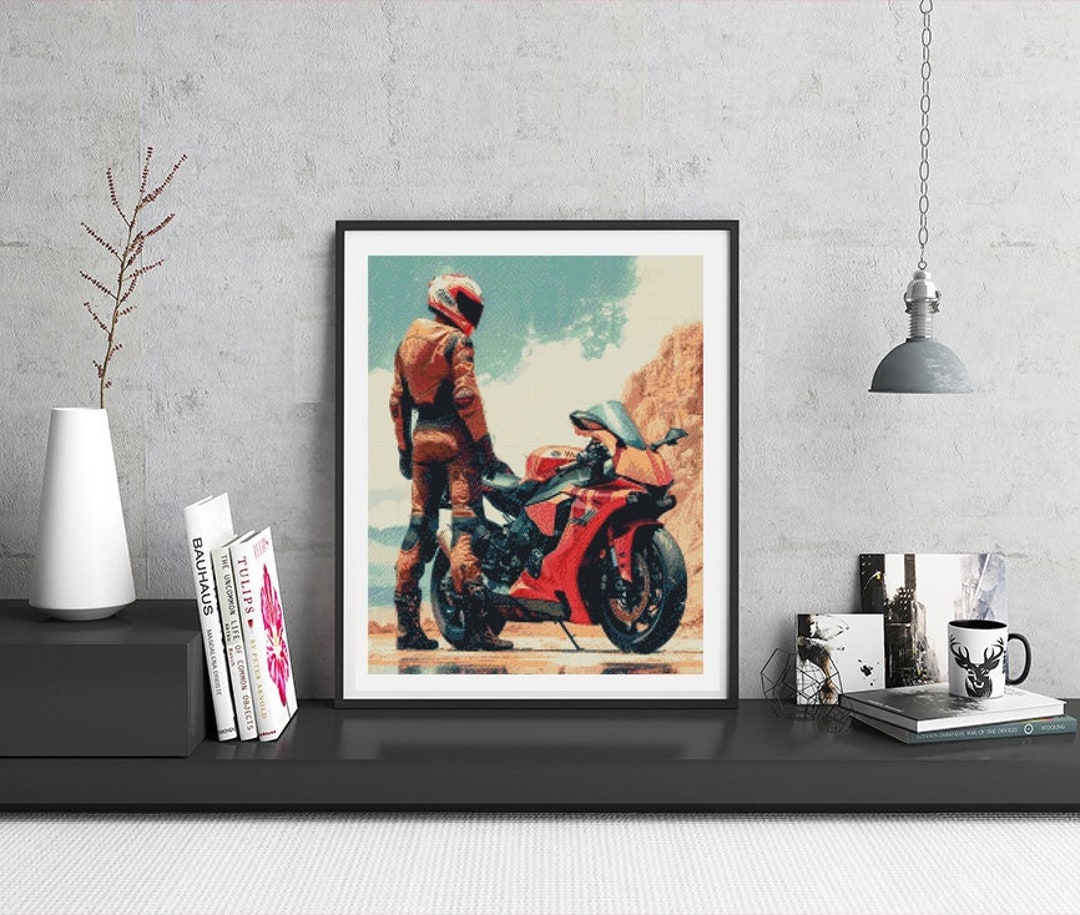 Jmp0456_motorcycle, Cross Stitch Pattern PDF, Full Coverage Hand ...