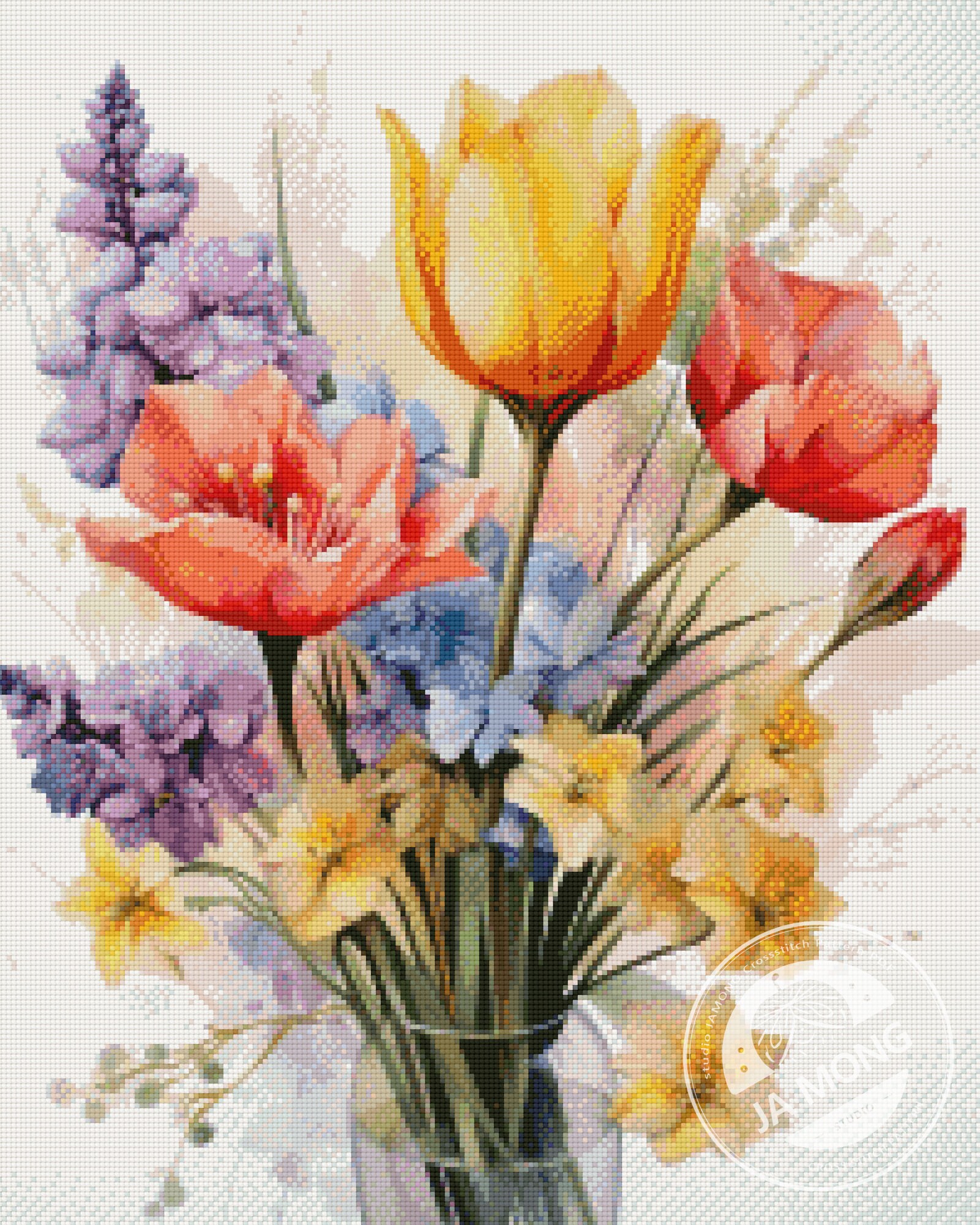 Jmp0184_flowers, Full Coverage Cross Stitch Pattern PDF, Cross Stitch ...