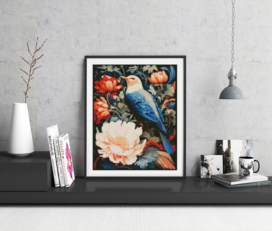 Jmp0396_blue Bird, Cross Stitch Pattern PDF, Full Coverage Hand ...
