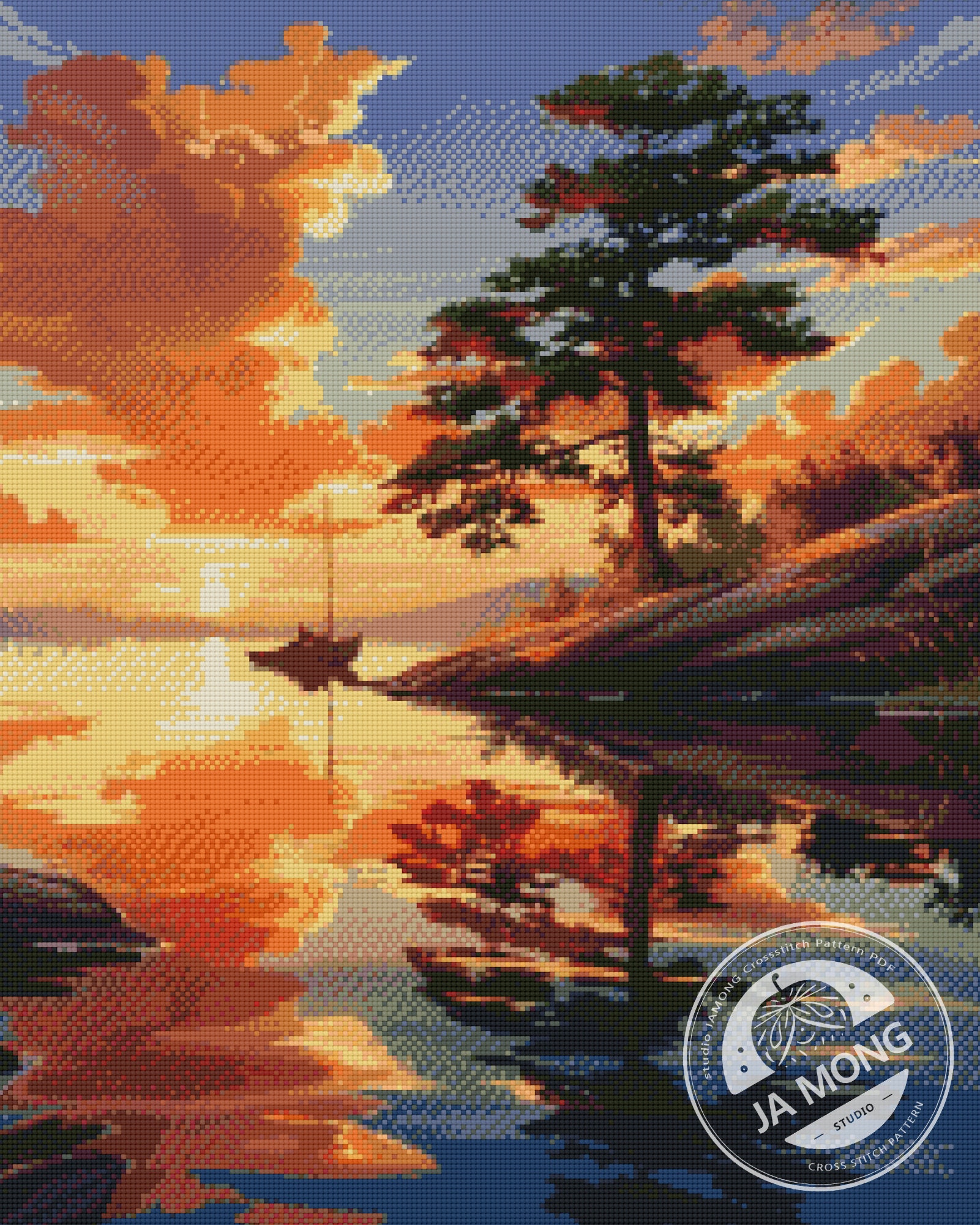 Jmp0494_mississippi River, Cross Stitch Pattern PDF, Full Coverage Hand ...