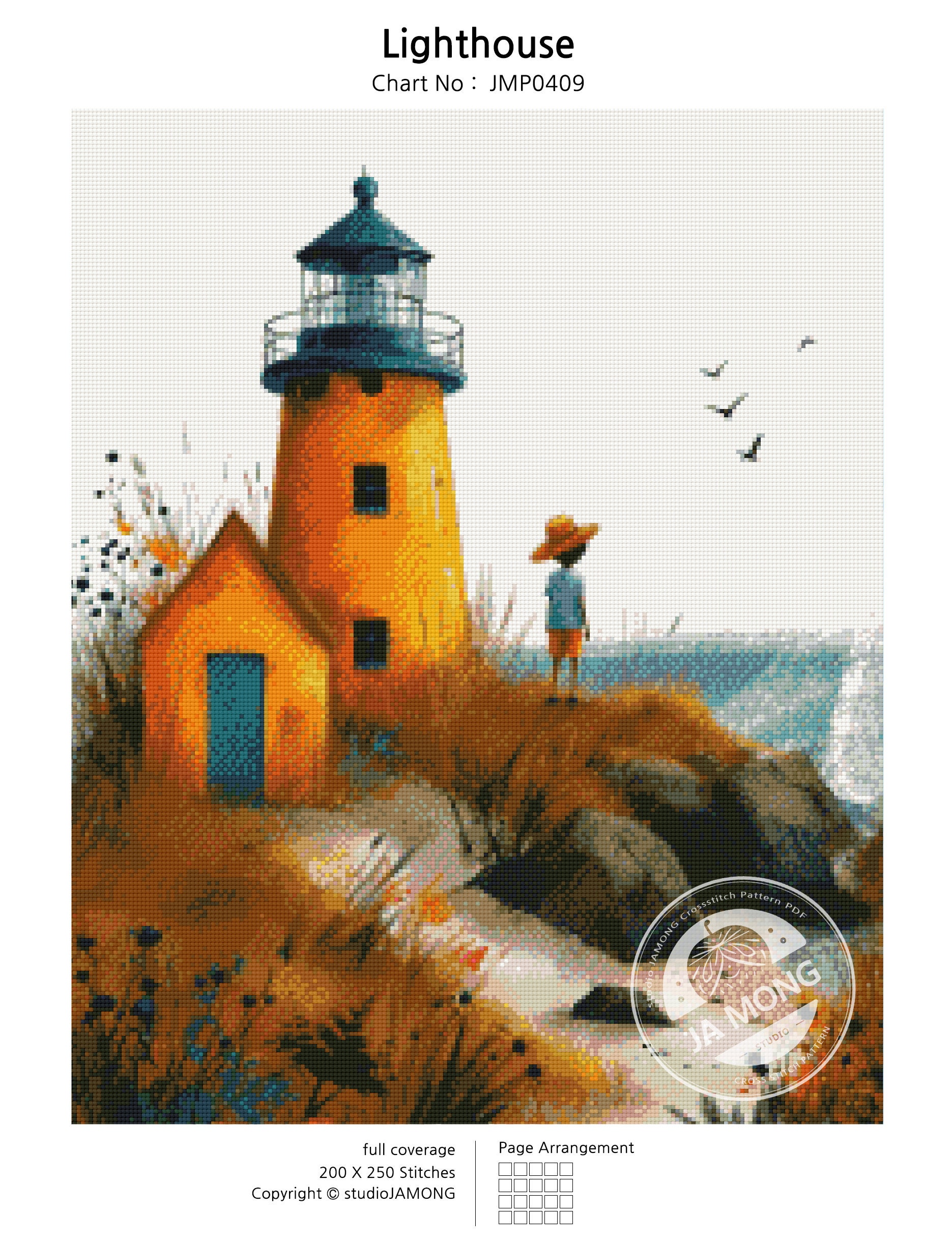 Jmp0409_lighthouse, Cross Stitch Pattern PDF, Full Coverage Hand ...