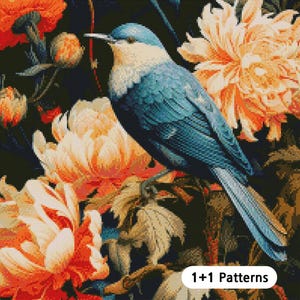 Jmp0397_blue Bird, Cross Stitch Pattern PDF, Full Coverage Hand ...