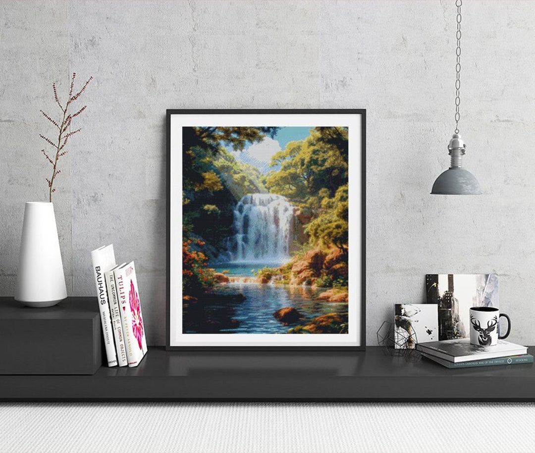 Jmp0425_waterfall, Cross Stitch Pattern PDF, Full Coverage Hand ...