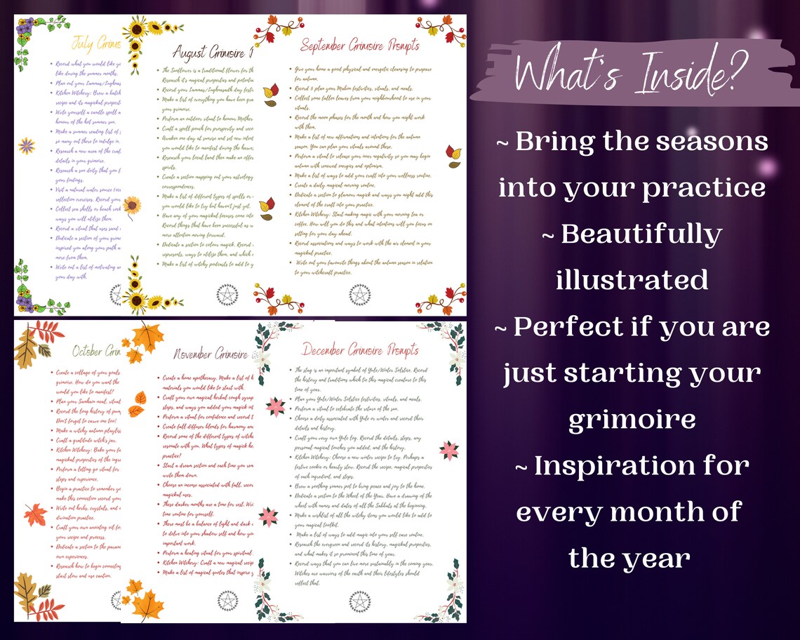 A Year of Grimoire Prompts, Grimoire Pages, Grimoire Printables, Witch ...