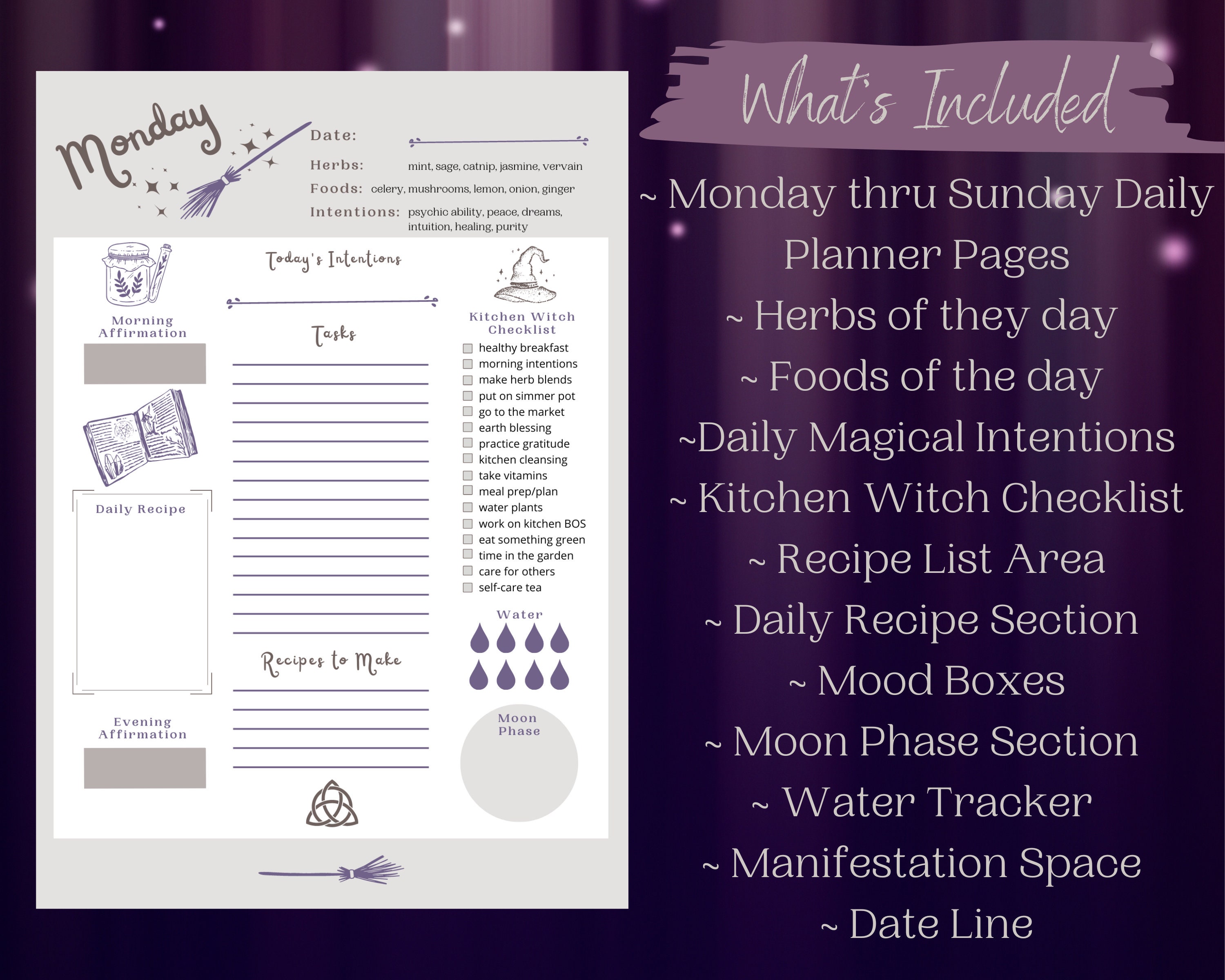 Kitchen Witch Planner Witch Printables Printable Witch - Etsy