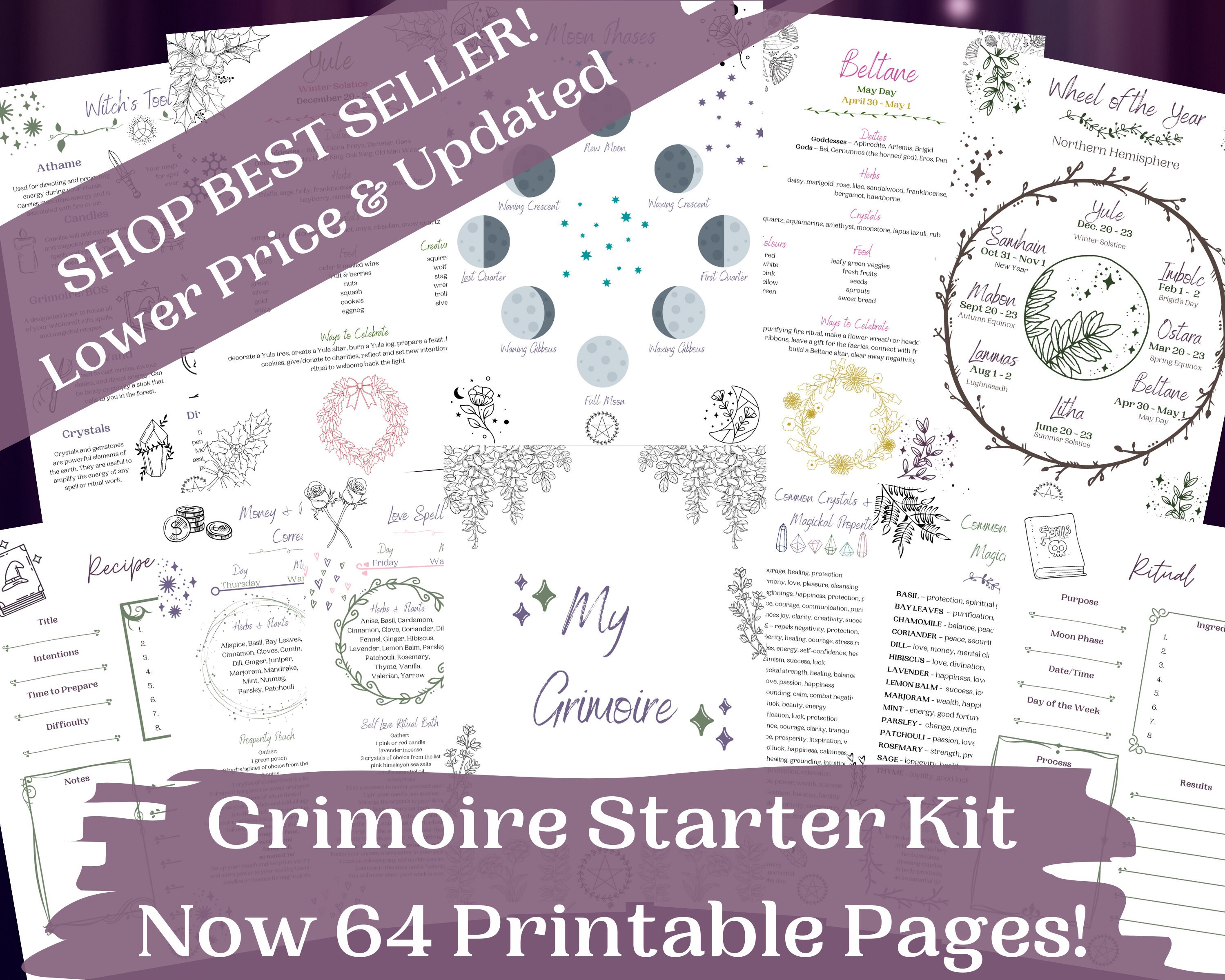 Complete Grimoire Page Bundle, Grimoire Pages, Grimoire Printables ...