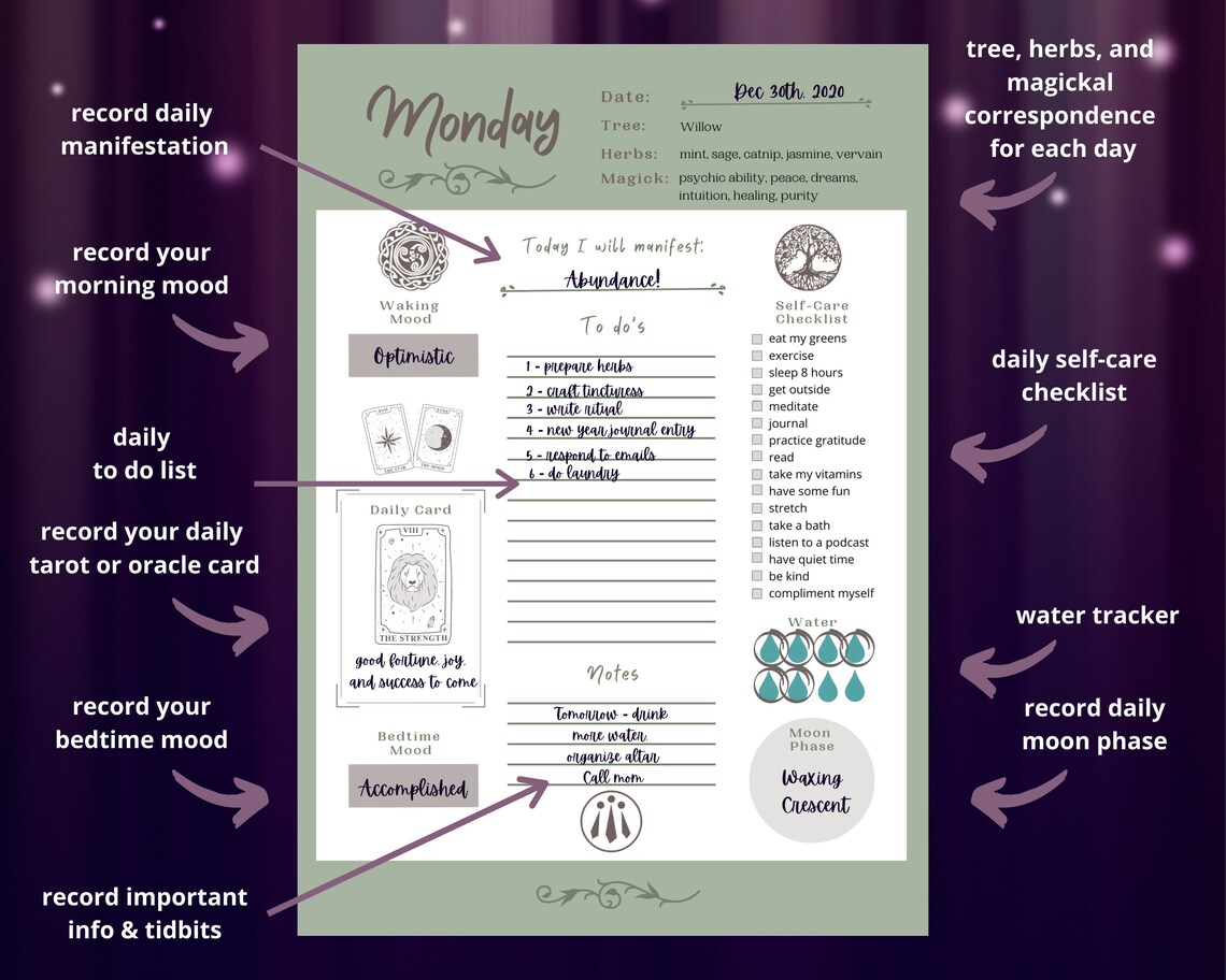 Daily Druid Planner Pages Druid Printables Printable Druid | Etsy Canada
