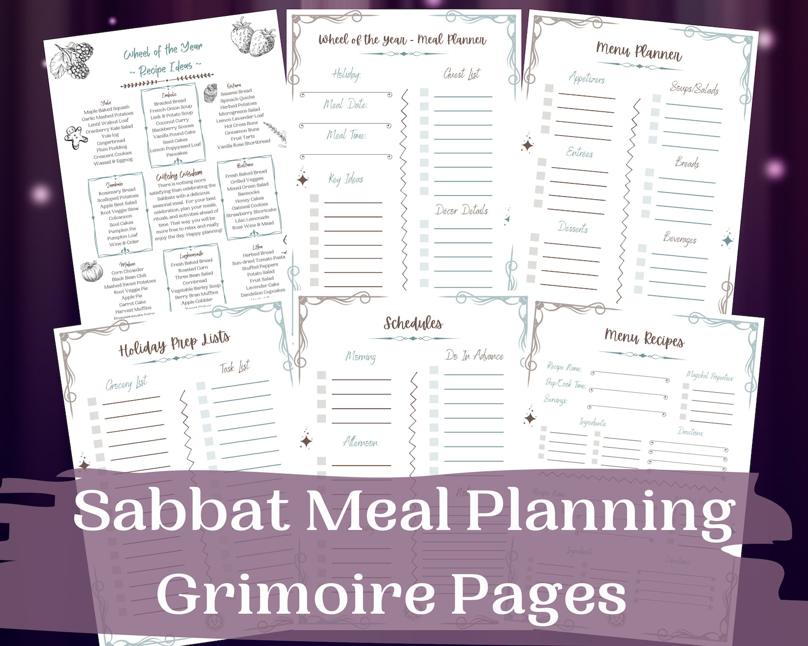 Kitchen Witch Grimoire Page Bundle, Grimoire Pages, Grimoire Printables ...