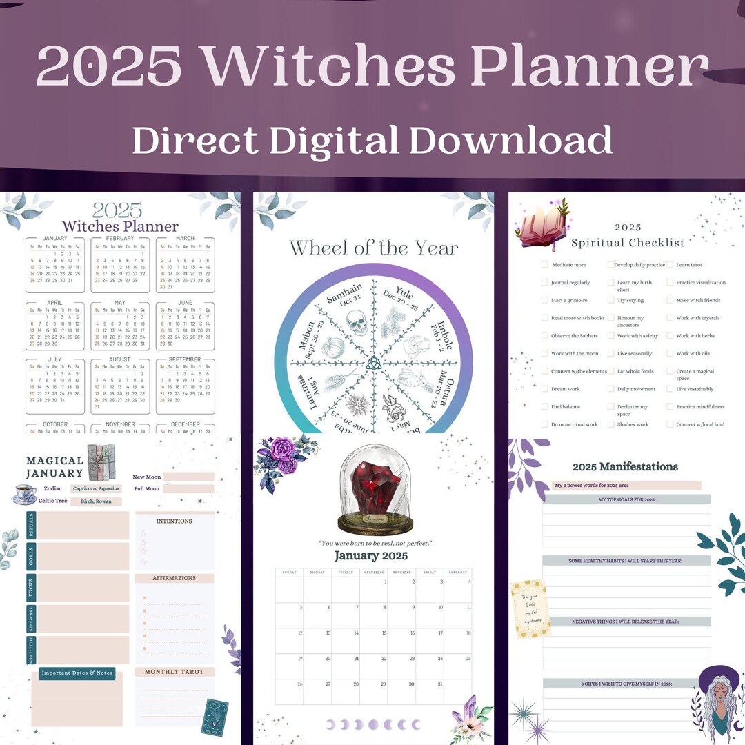 2025 Witches Planner, Witch Printables, Printable Witch Planner, Witch ...