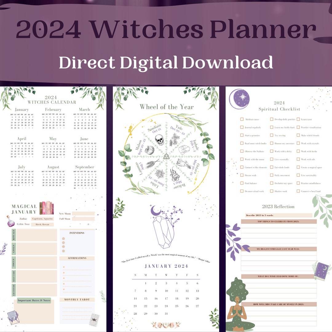 2024 Witches Planner, Witch Printables, Printable Witch Planner, Witch Organizer, Wicca Planner ...