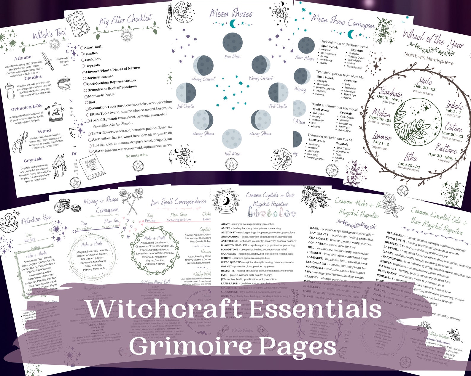 Witchcraft Essentials Grimoire Pages, Grimoire Printables, Witch ...