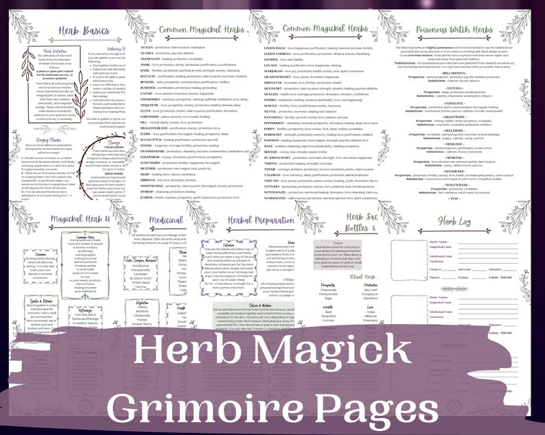 Green Witch Grimoire Page Bundle Grimoire Pages Grimoire - Etsy