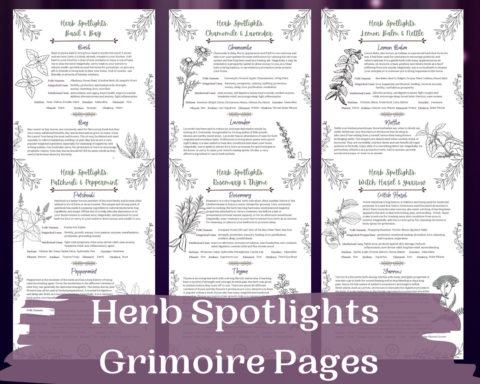 Green Witch Grimoire Page Bundle Grimoire Pages Grimoire - Etsy