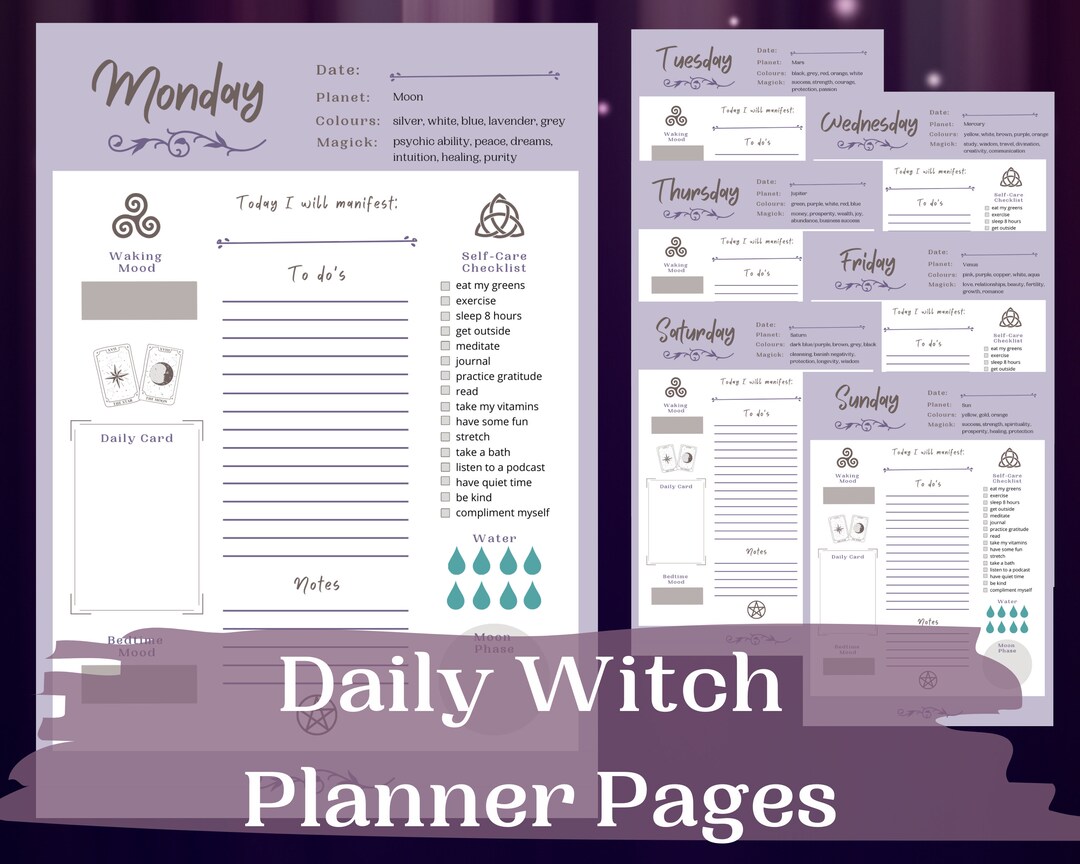 Witch Daily Planner, Witch Printables, Printable Witch Planner, Witchy ...