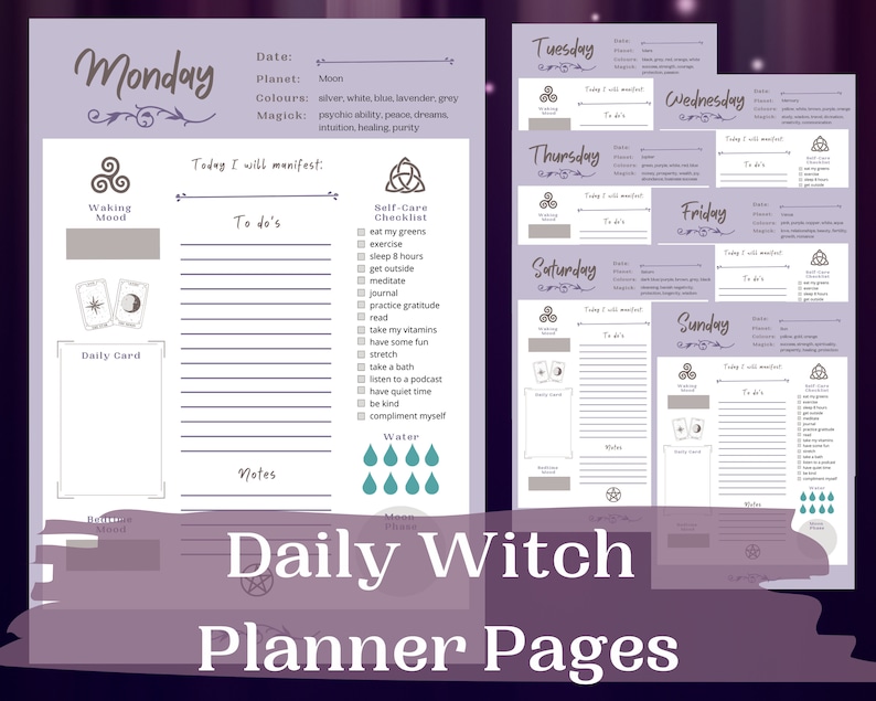 Witch Daily Planner, Witch Printables, Printable Witch Planner, Witchy ...