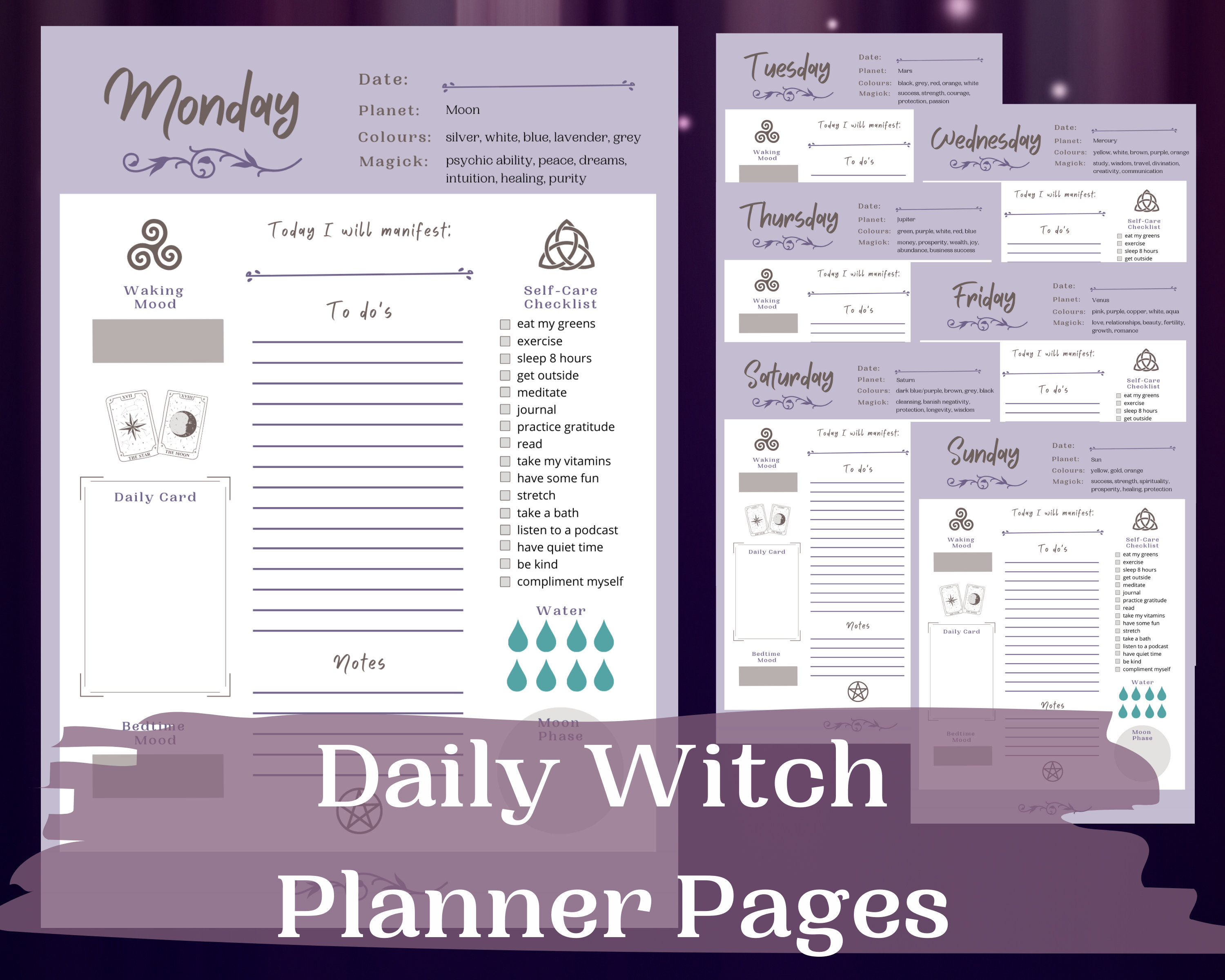 Witch Daily Planner Witch Printables Printable Witch | Etsy Canada