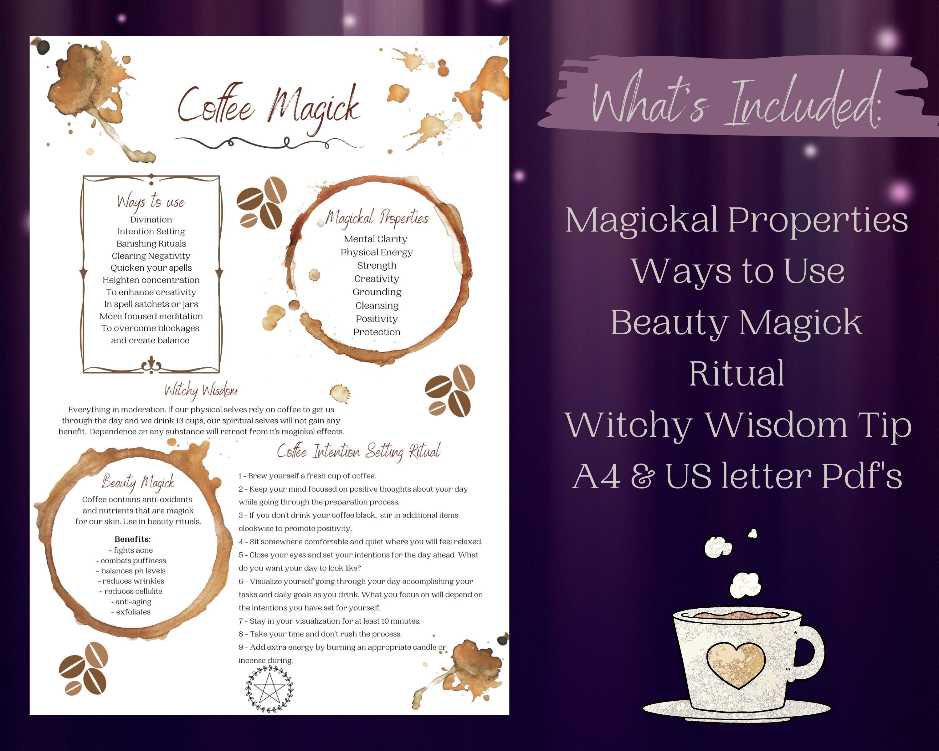 Coffee Magick Grimoire Page Witch Printables Book of | Etsy