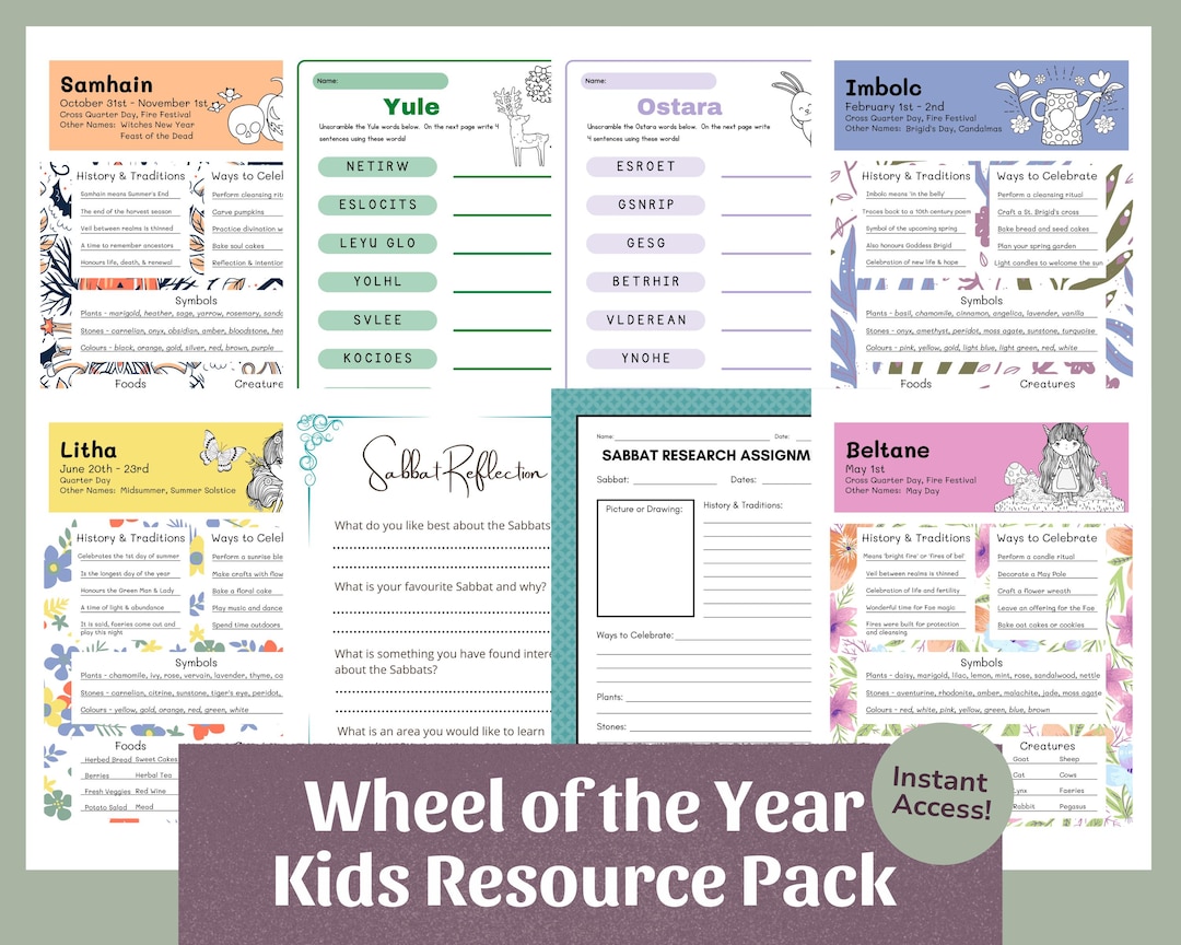 Wheel of the Year Kids Activity Pack | Pagan Sabbats Learning Pages ...