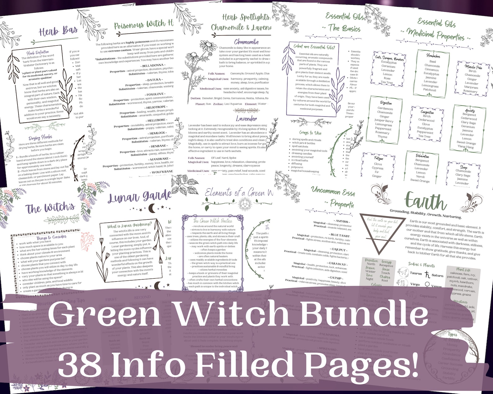 Green Witch Grimoire Page Bundle Grimoire Pages Grimoire - Etsy