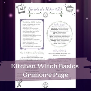 Kitchen Witch Basics Grimoire Page, Grimoire Printables, Witch ...