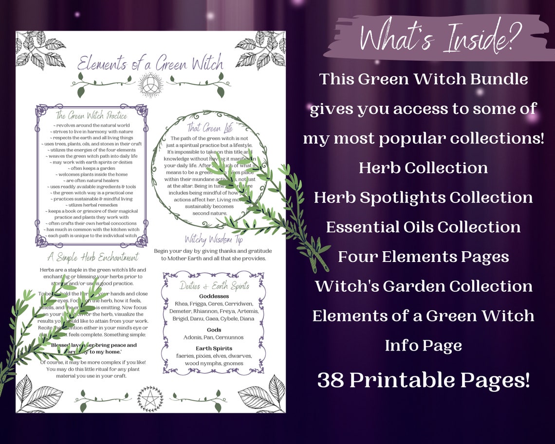 Green Witch Grimoire Page Bundle Grimoire Pages Grimoire - Etsy