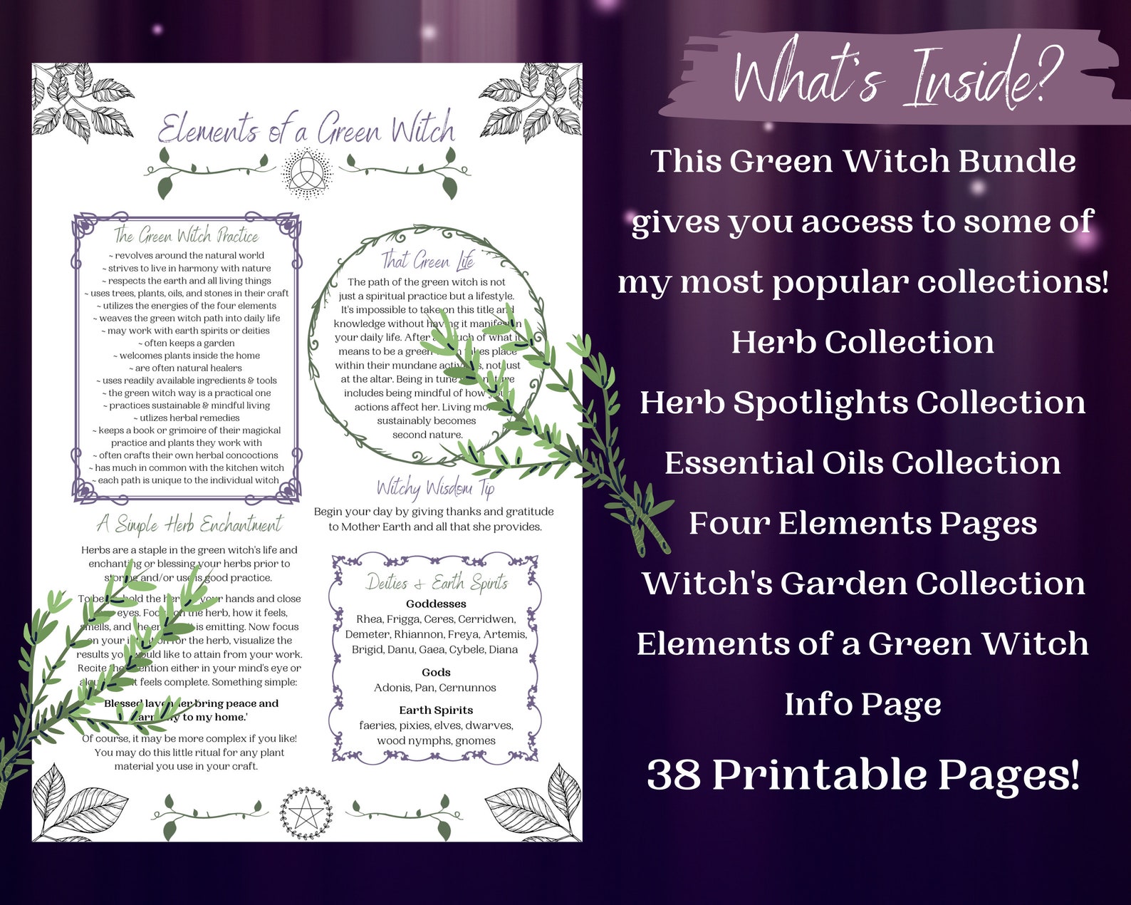 Green Witch Grimoire Page Bundle Grimoire Pages Grimoire | Etsy