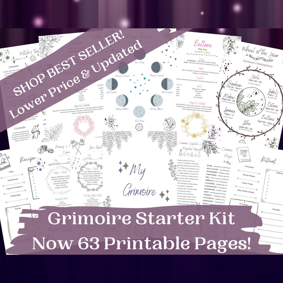 Grimoire Starter Kit, Grimoire Pages, Grimoire Printables, Witch ...