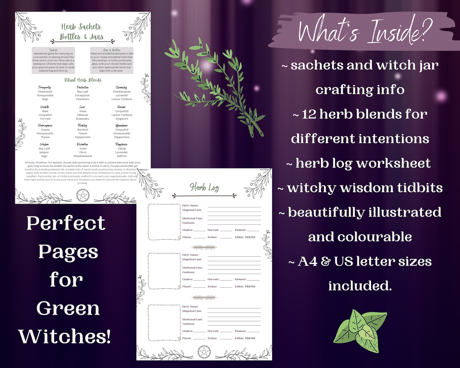 Herb Grimoire Pages, Grimoire Printables, Witch Printables, Book of ...