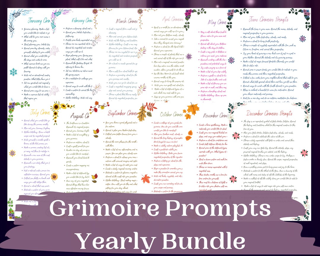 A Year of Grimoire Prompts, Grimoire Pages, Grimoire Printables, Witch ...