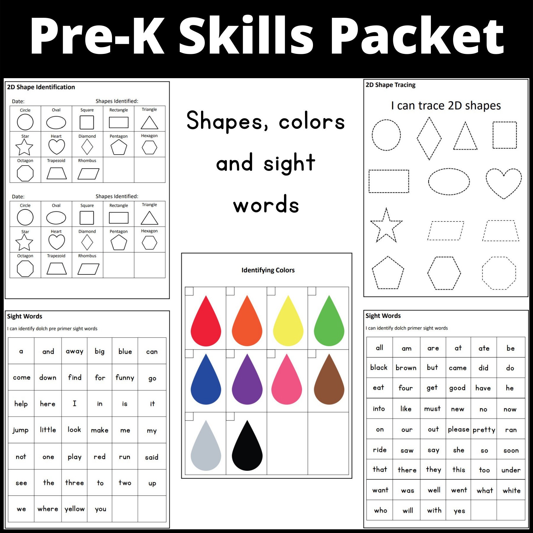 Pre-k Skills/assessment Packet - Etsy