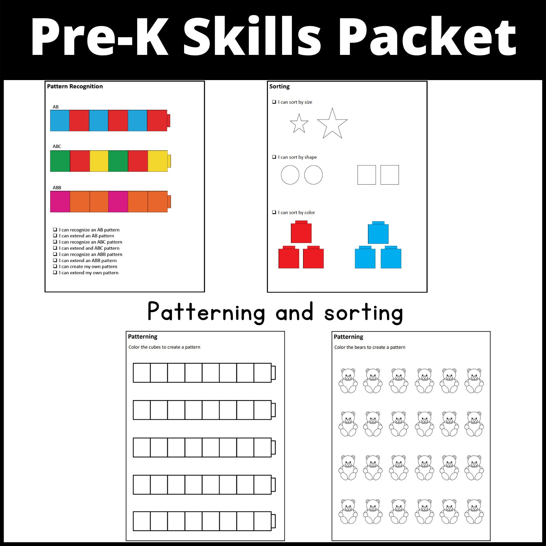 Pre-k Skills/assessment Packet - Etsy