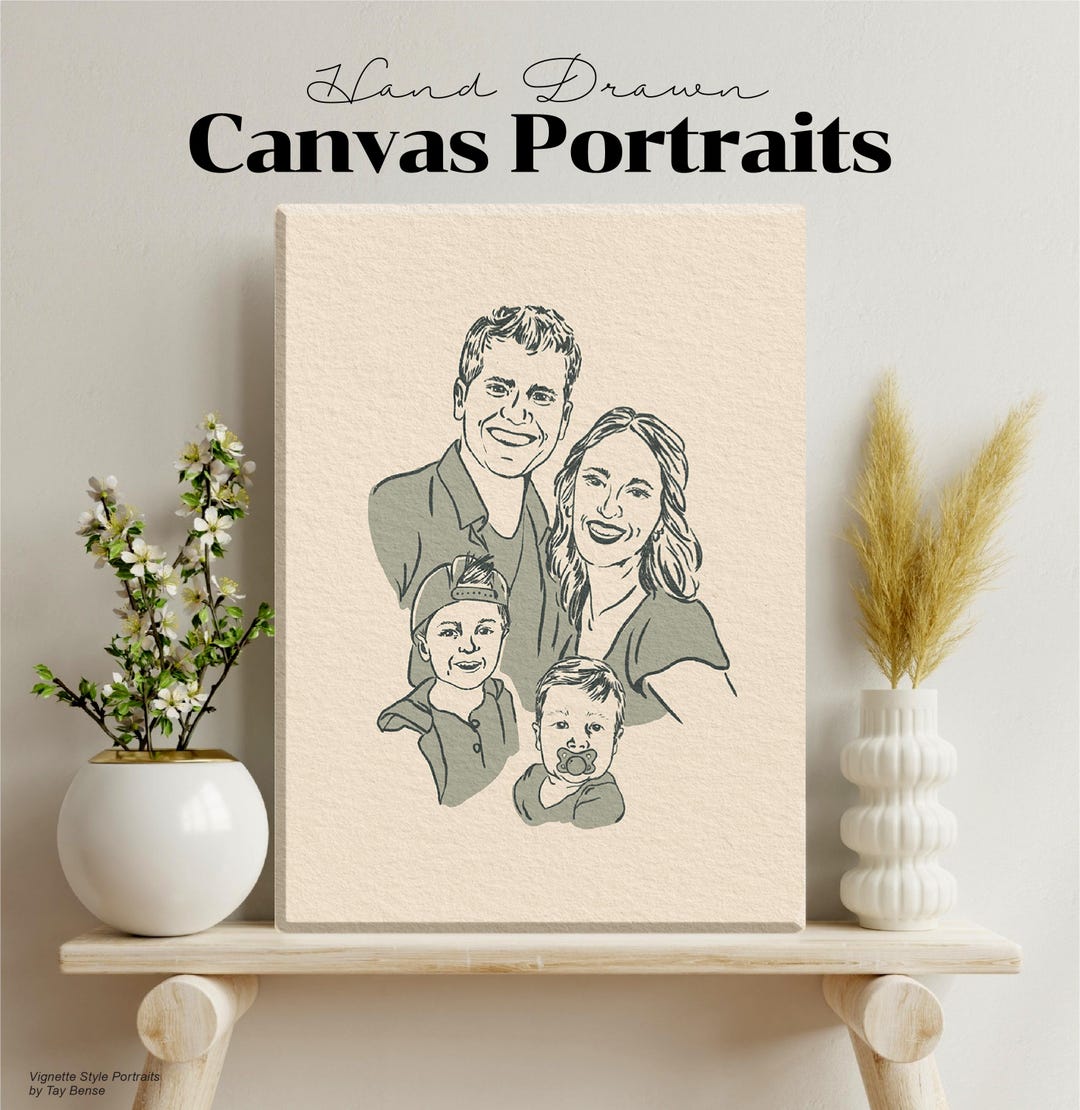 Custom Wall Canvas Portrait, Hand Drawn, Illustration, Print - Etsy
