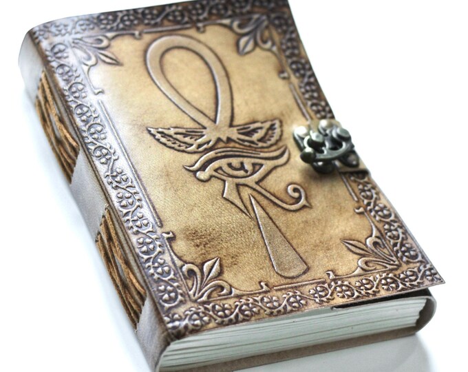 Egyptian Leather Journal • Ancient Symbol Eye of Horus Ankh • Book of ...