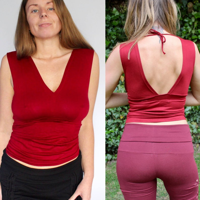 Supportive V Neck Tank Built in Bra Fitness Vest Sexy - Etsy