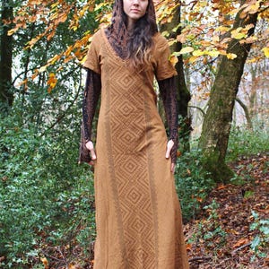 Long Tribal Dress • Litha Dress • Rustic Maxi Dress • Earthy Block ...