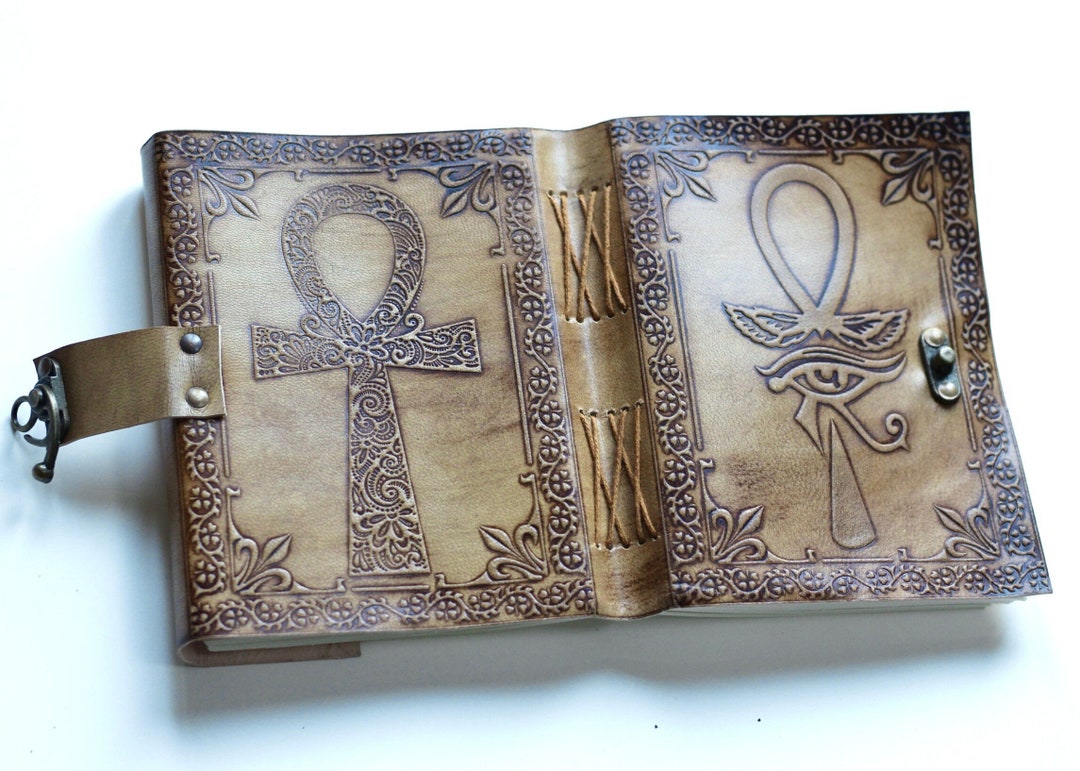 Egyptian Leather Journal • Ancient Symbol Eye of Horus Ankh • Book of ...