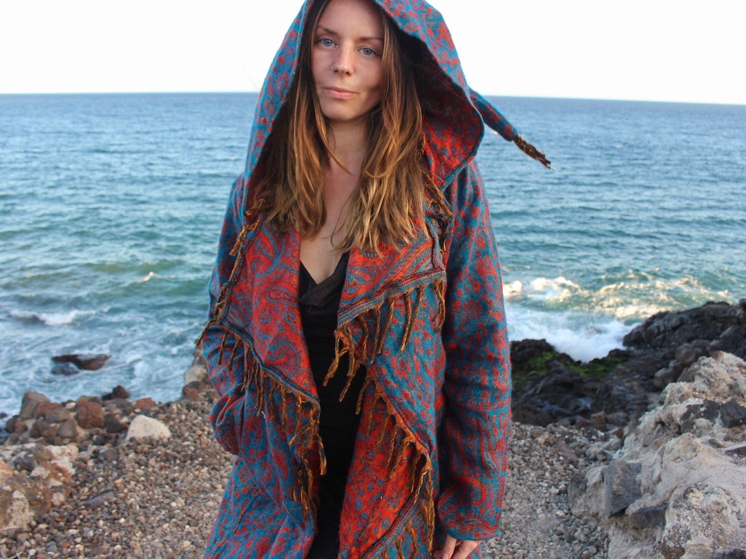 Hooded Festival Blanket Cloak • Enchantment Cloak • Unisex Paisley Cape ...