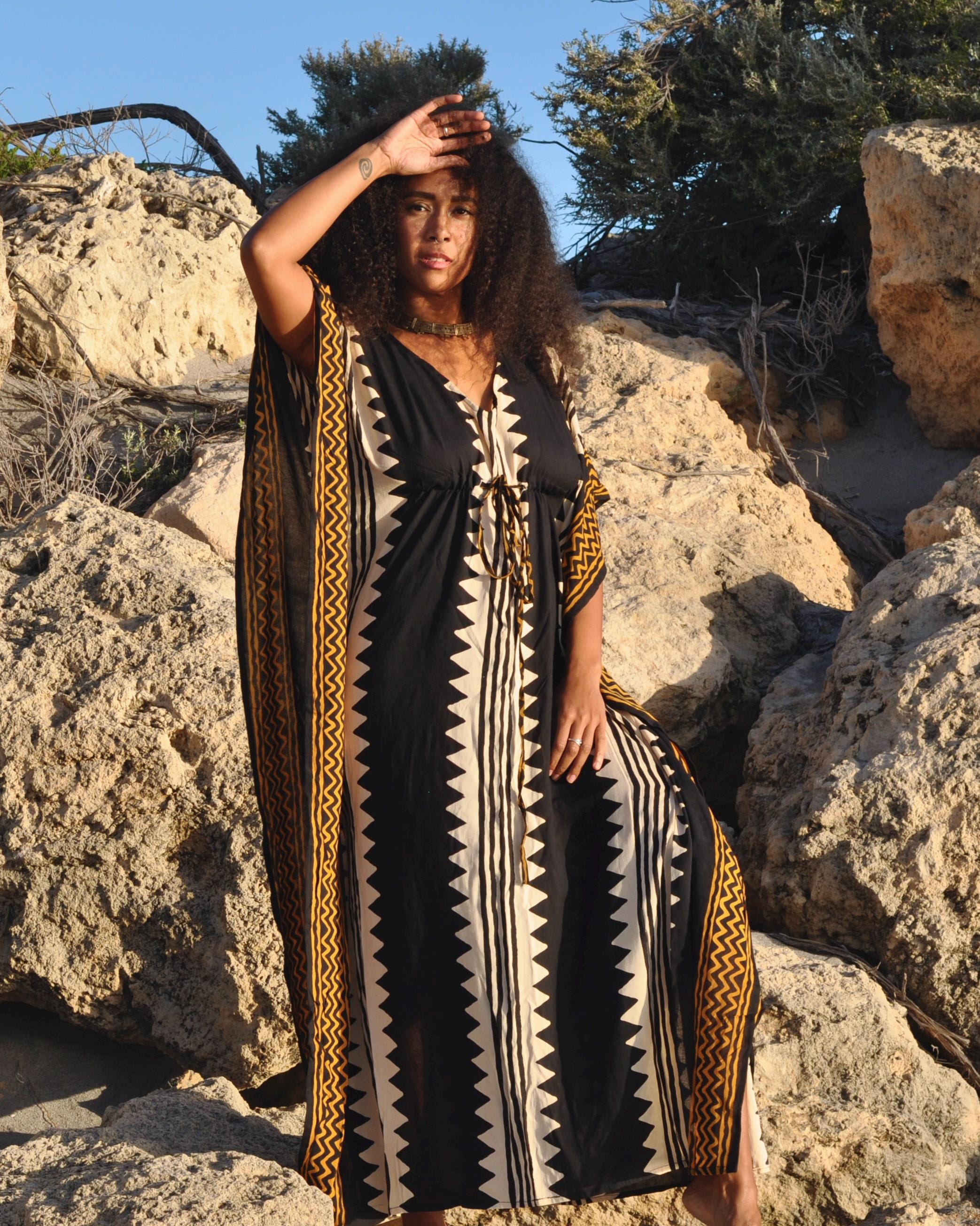 Kaya Kaftan • Tribal Maxi Dress • Long Goddess Dress • Elegant ...