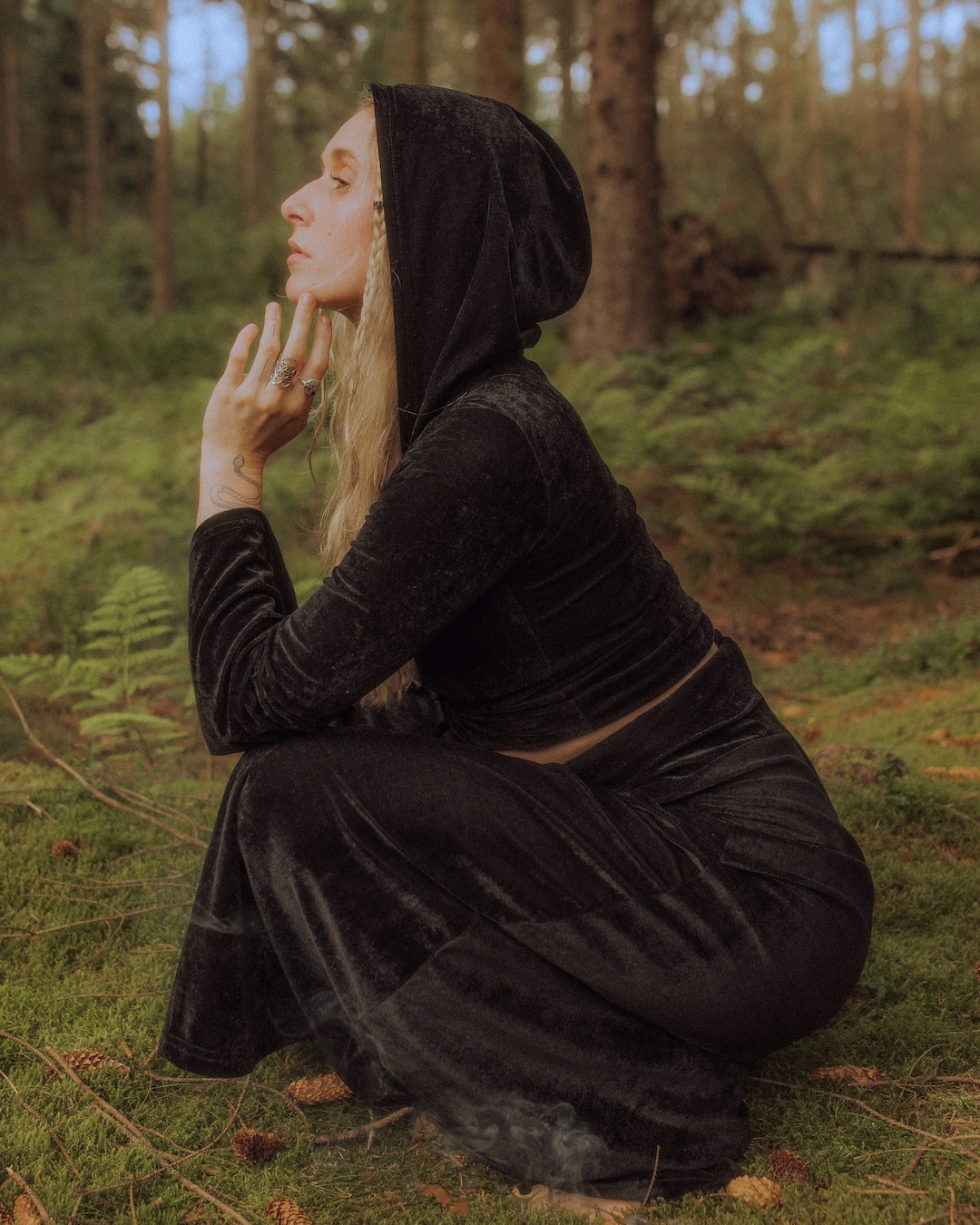 The Sorceress Top • Hooded Top • Cinch Hoodie Women • Long Flared ...
