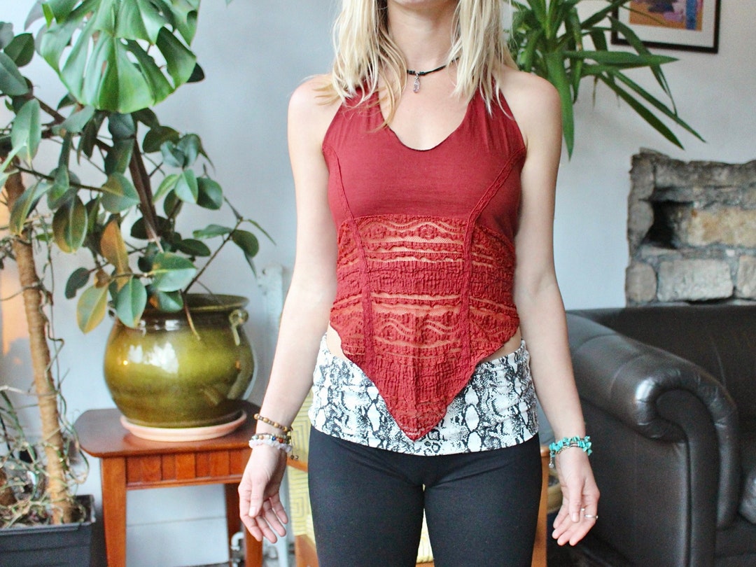 Lace Triangle Halter Top Lace up Corset Back Cotton Crop Top Open Back ...