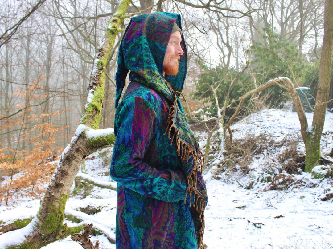 Wizards Cloak • Unisex Hooded Cape Coat • Warm Poncho Boho Winter ...