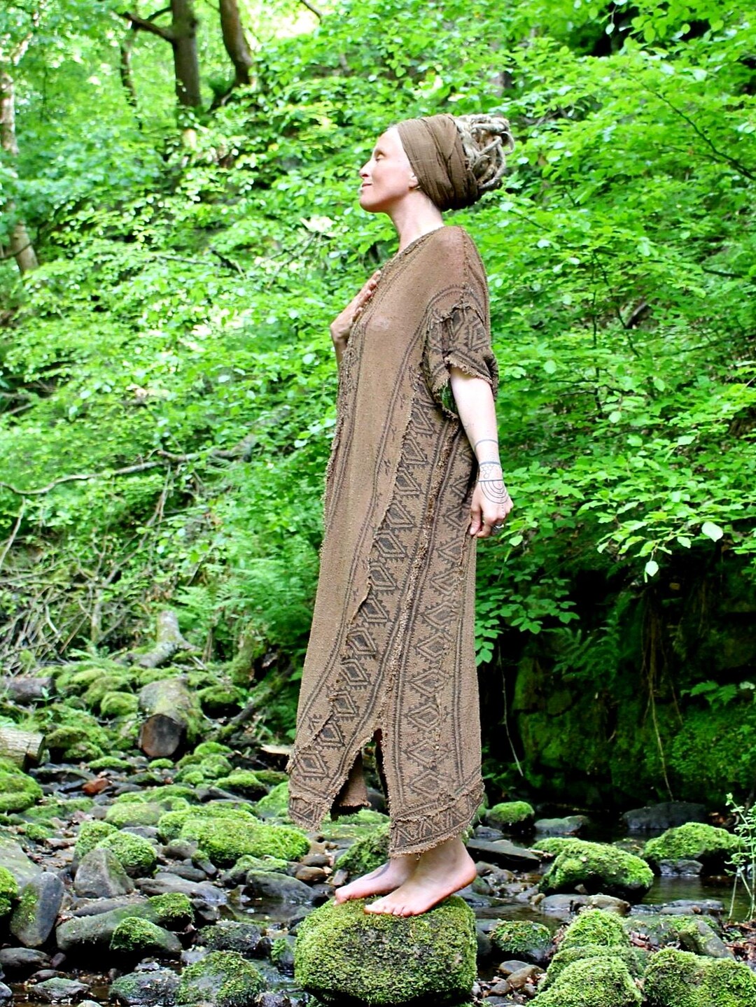 Raw Cotton Block Print Kimono • Kali Goddess Kimono • Long Earthy ...