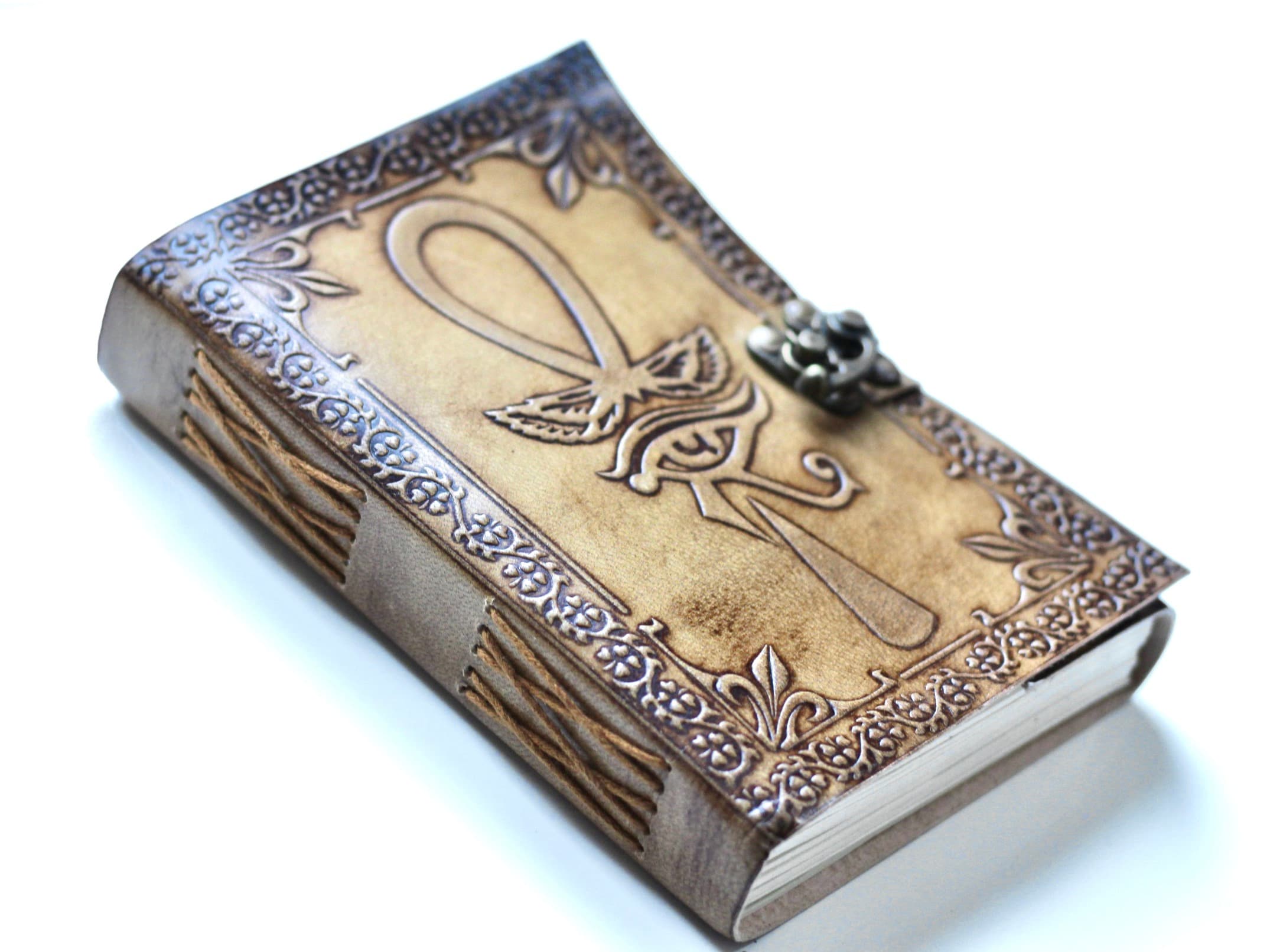 Egyptian Leather Journal Ancient Symbol Eye of Horus Ankh - Etsy